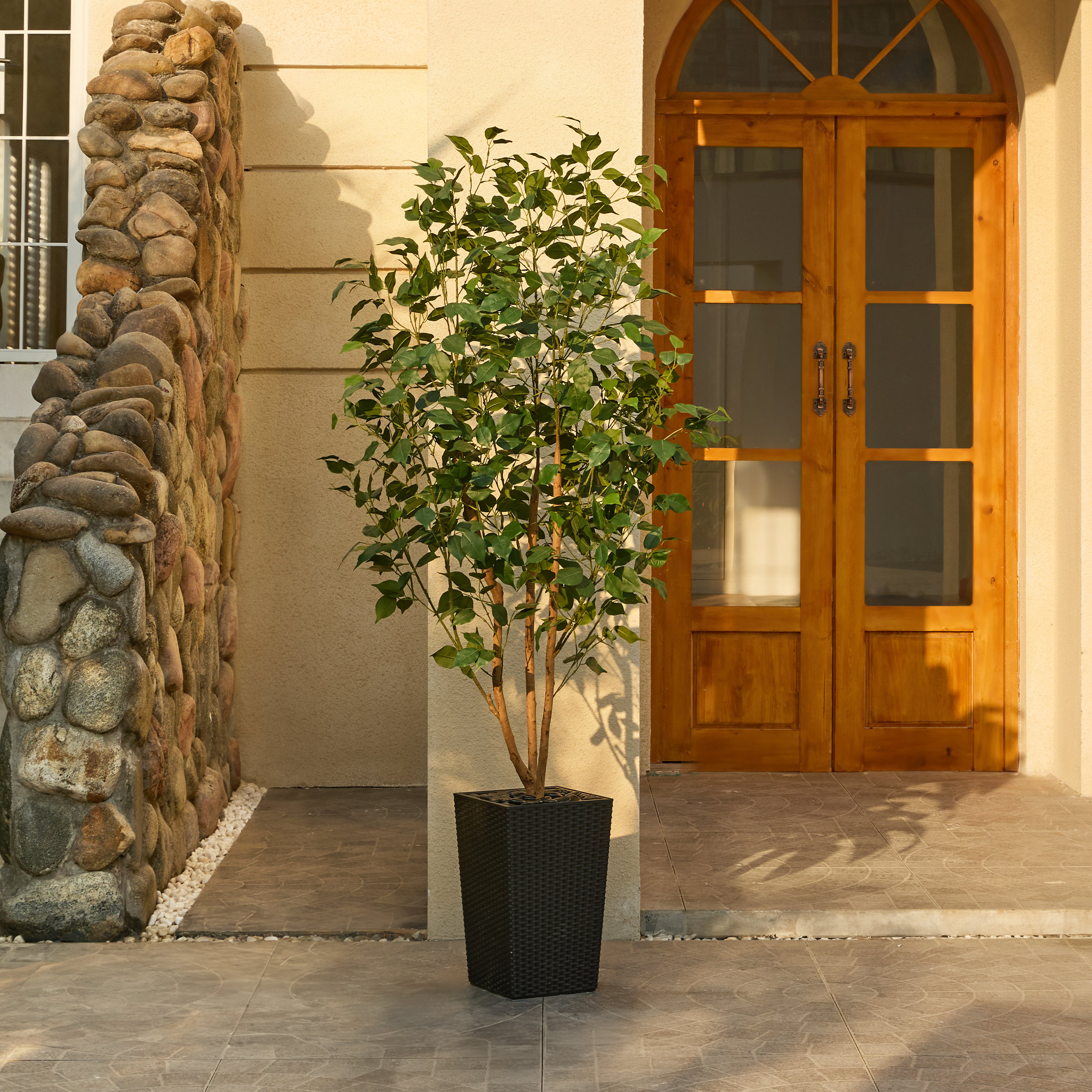 Primrue Adcock UV Protected Artificial Ficus Tree with Decorative Base ...