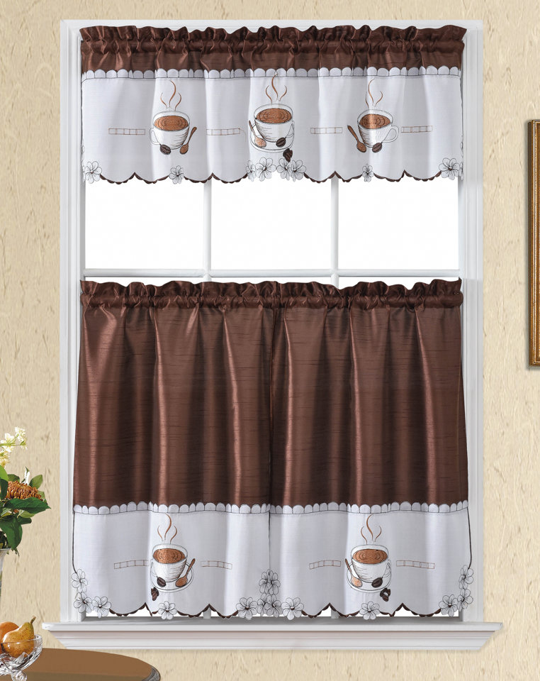 August Grove® BT485-COFFEE POLYESTER KITCHEN CURTAIN | Wayfair