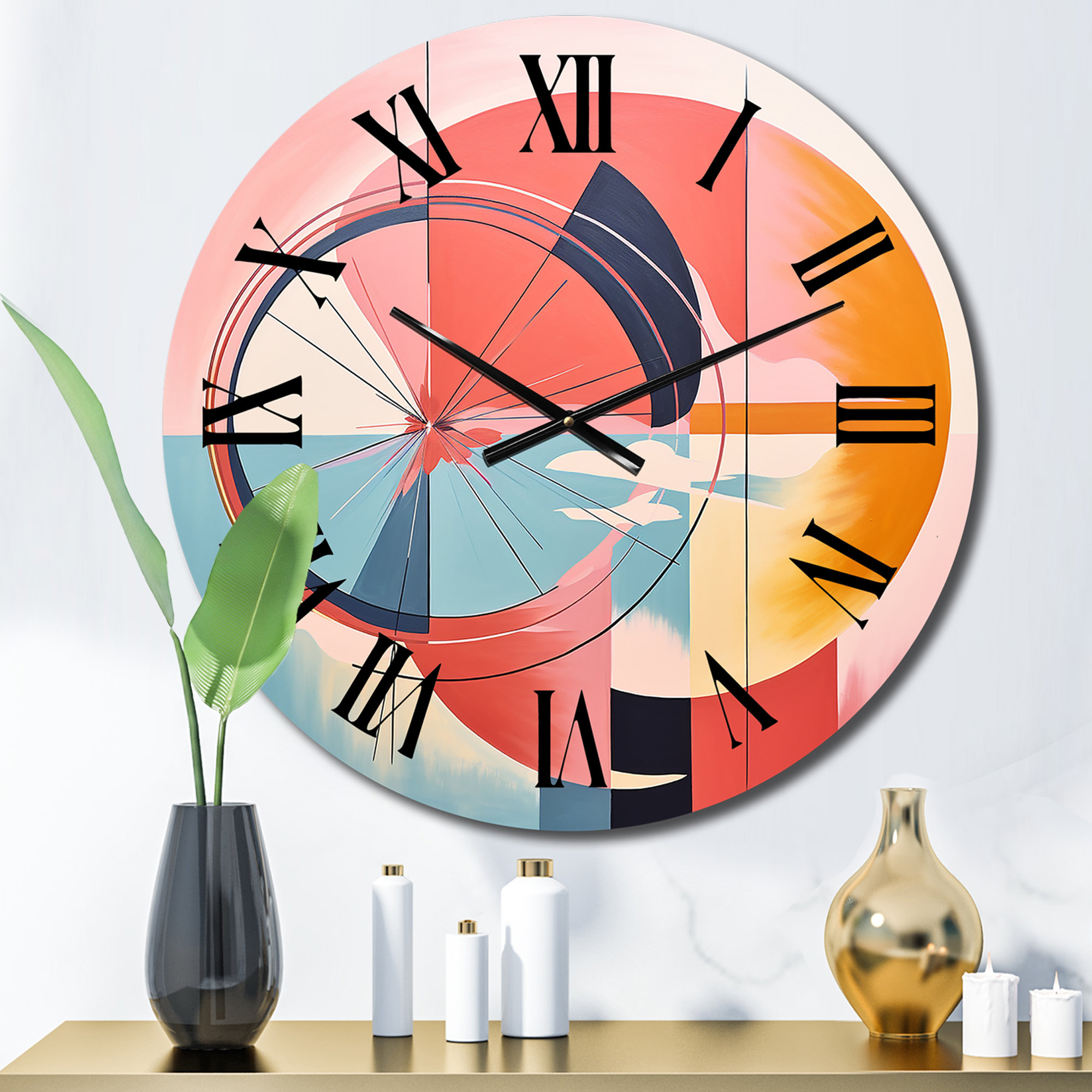 Design Art Abstract Sunrise Midcentury Landscape - Modern Midcentury ...