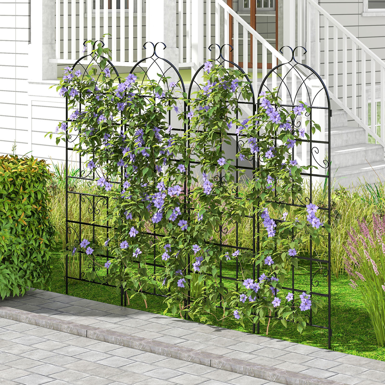 Winston Porter Metal Garden Trellis for Climbing Plants 2 Pack Fence ...