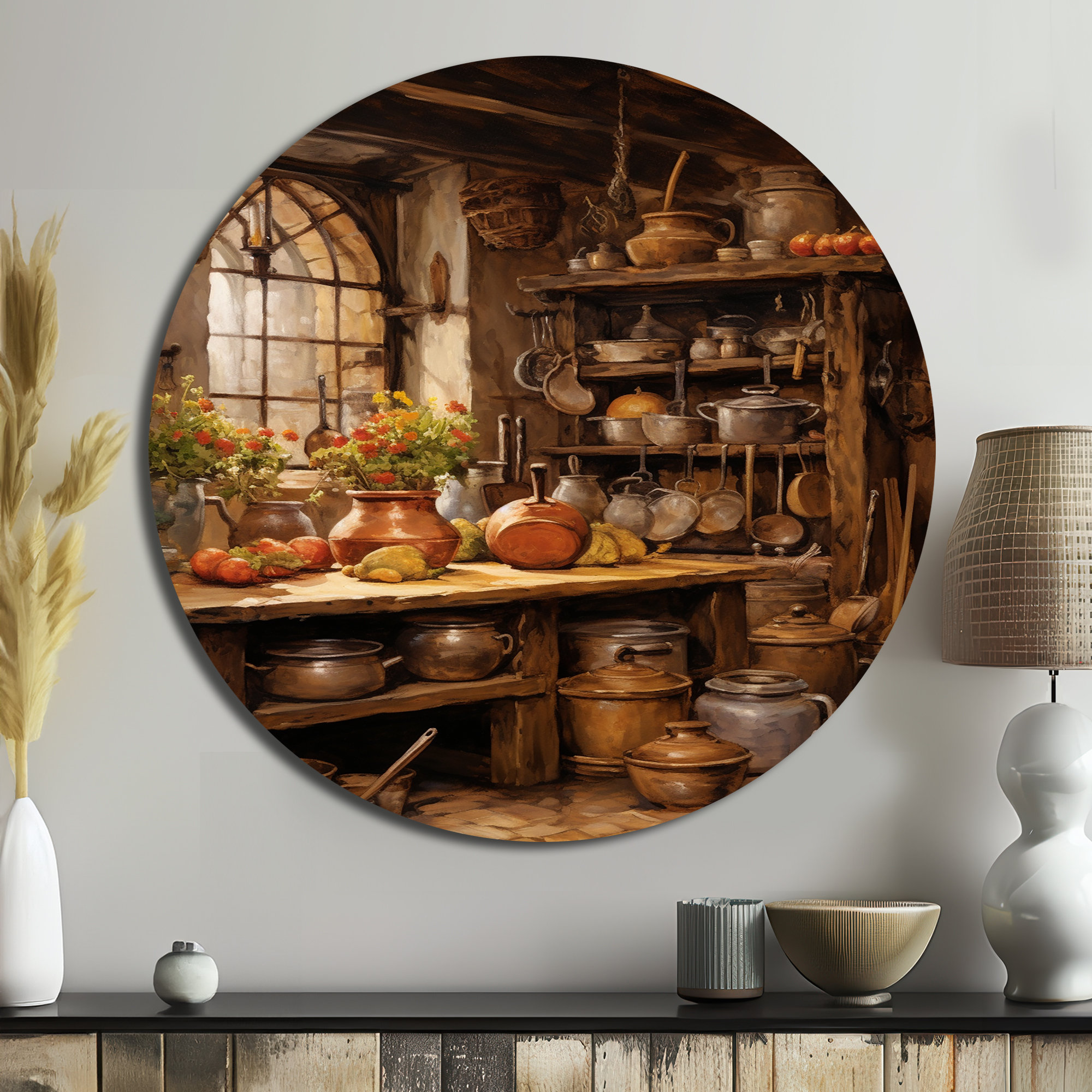 Winston Porter Food Rustic Kitchen II - Food & Beverage Round Metal Art | Wayfair