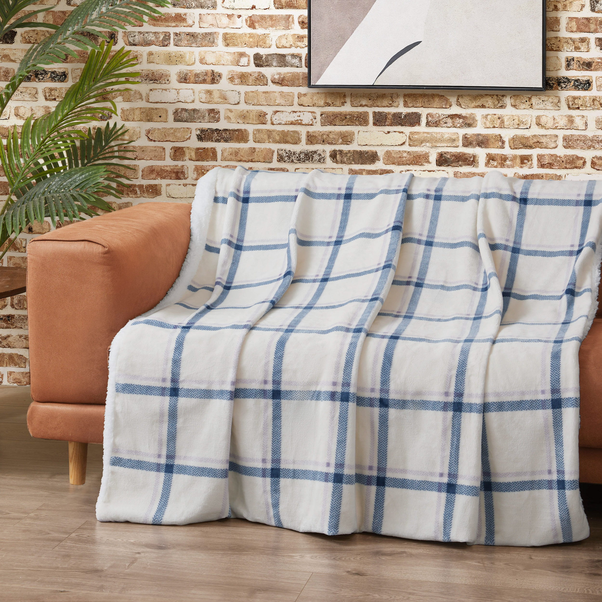 Lucky Brand Dusk Plaid Blankets Plush Sherpa | Wayfair