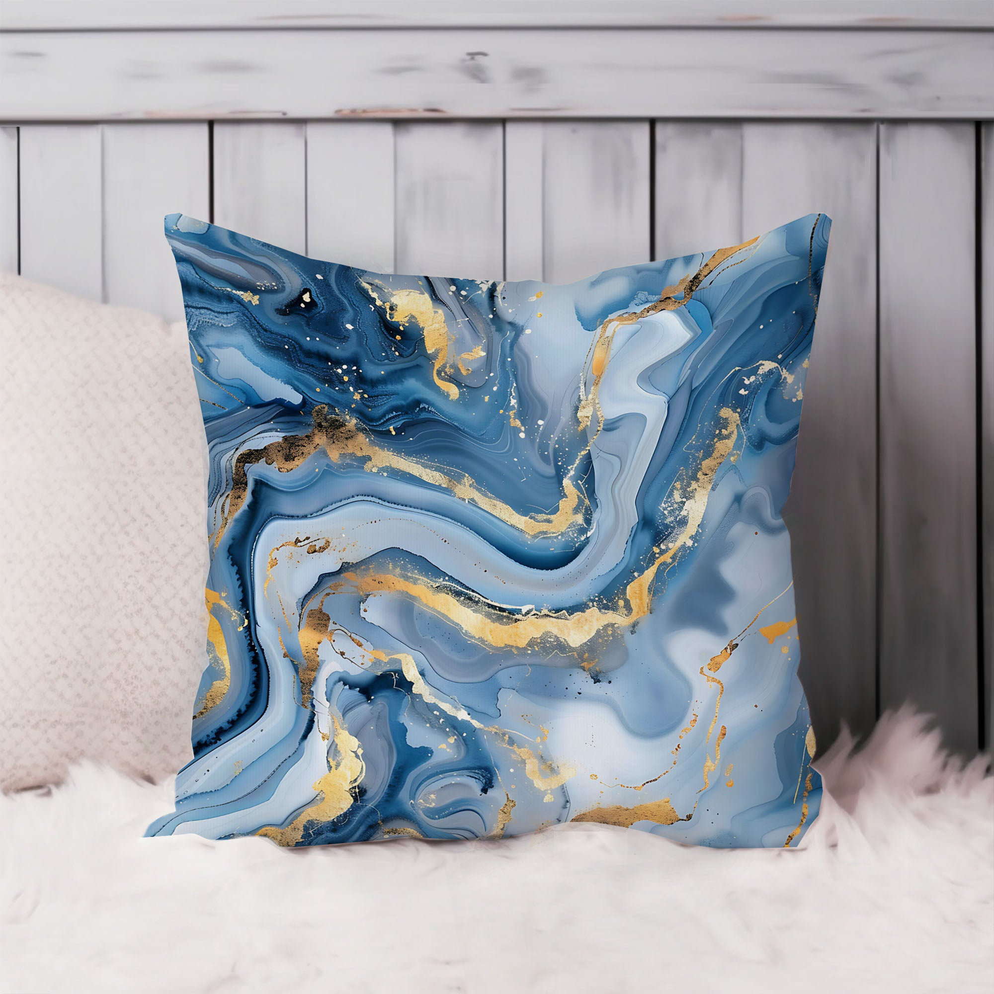 Ethan Taylor Abstract Blue & Gold Geode Crystals Marble III Modern ...