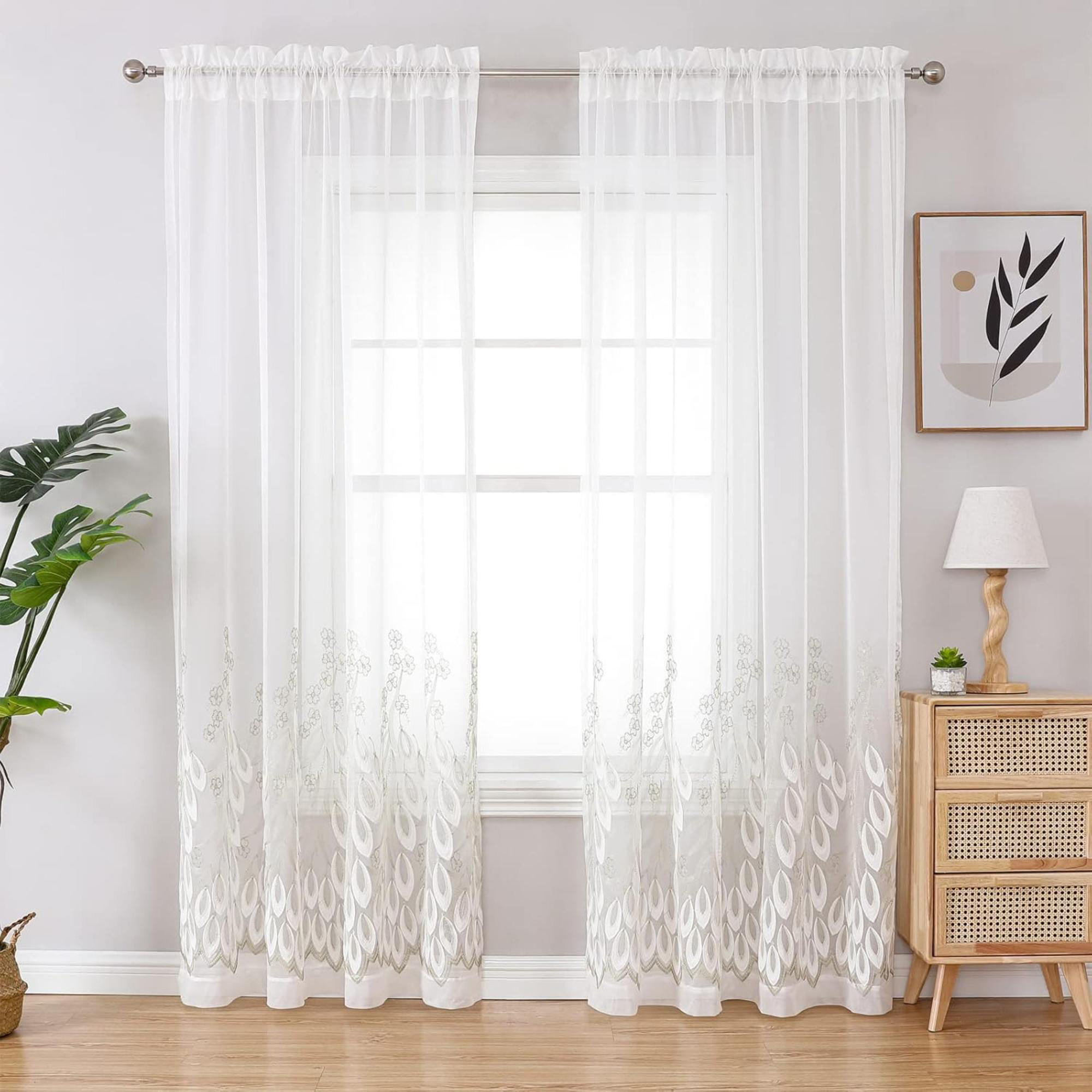 Lark Manor™ Curtains Decorative Embossed Drip Rod Pocket Window Drapes ...