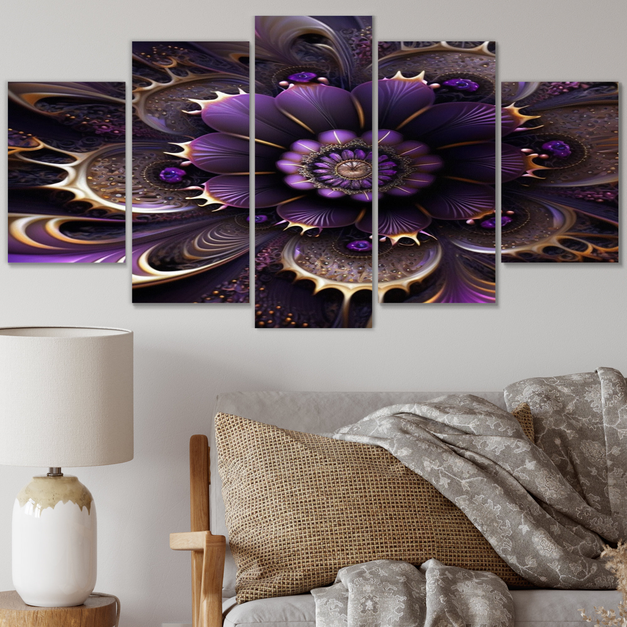 Dakota Fields Purple Fractal Galactic Mandala II - Fractals Canvas ...
