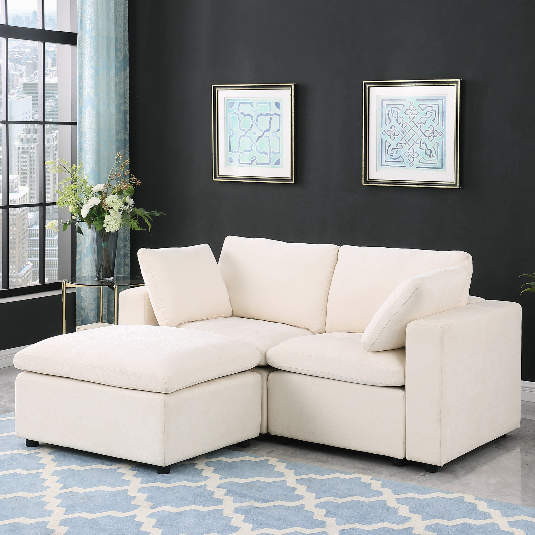 Latitude Run® 68.5" Modular With Beige Chenille Upholstery And ...
