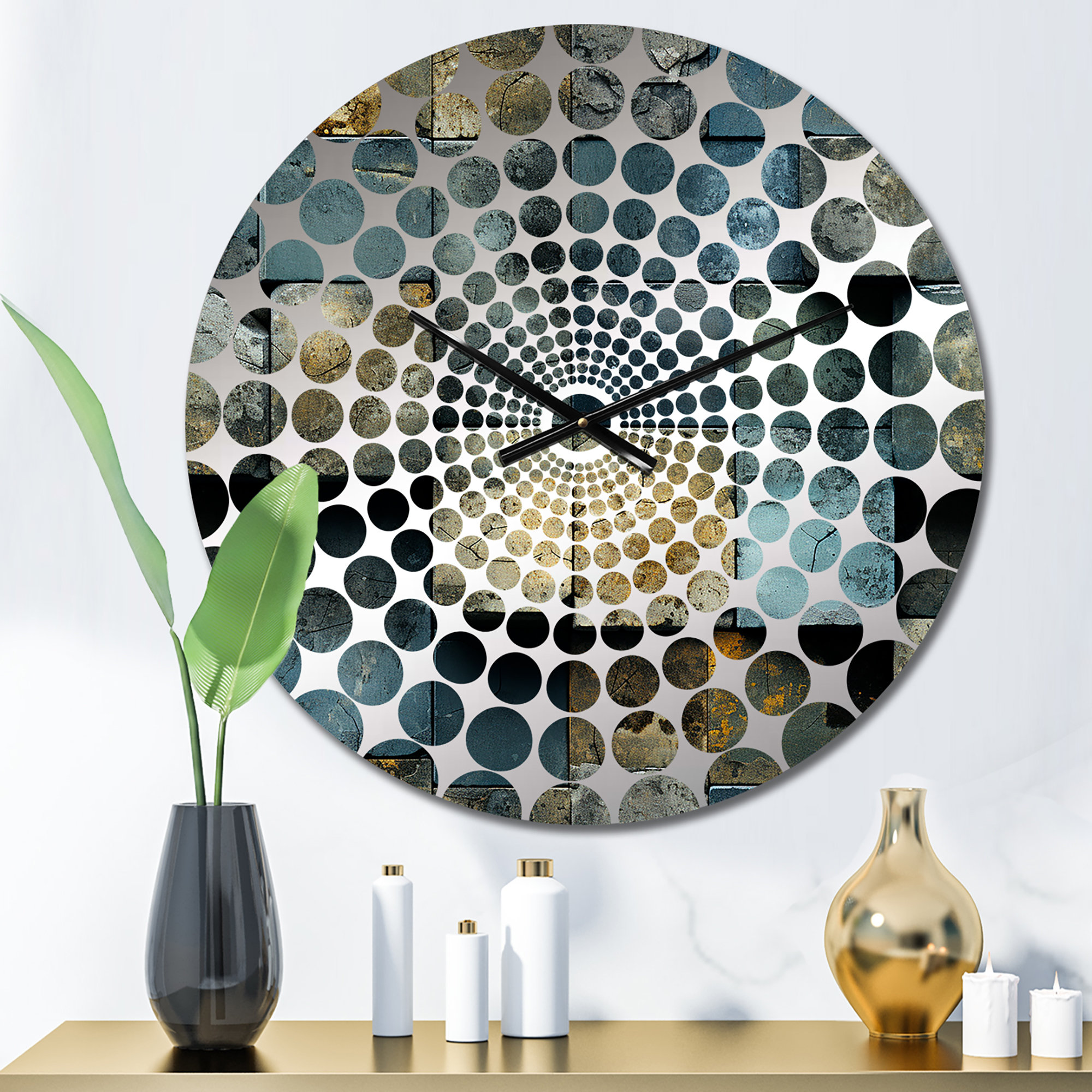 Design Art Industrial Concrete Wall Illusion - Brick Wall Clock | Wayfair