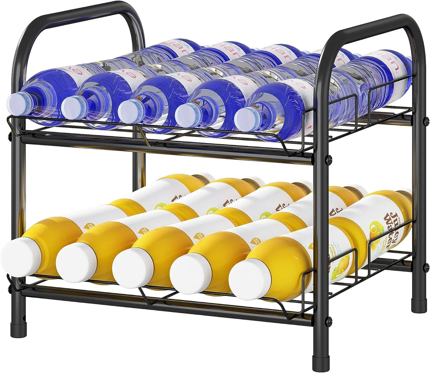 Rebrilliant 2 Tier Water Bottle Storage Rack,Metal Beverage Can Rack ...