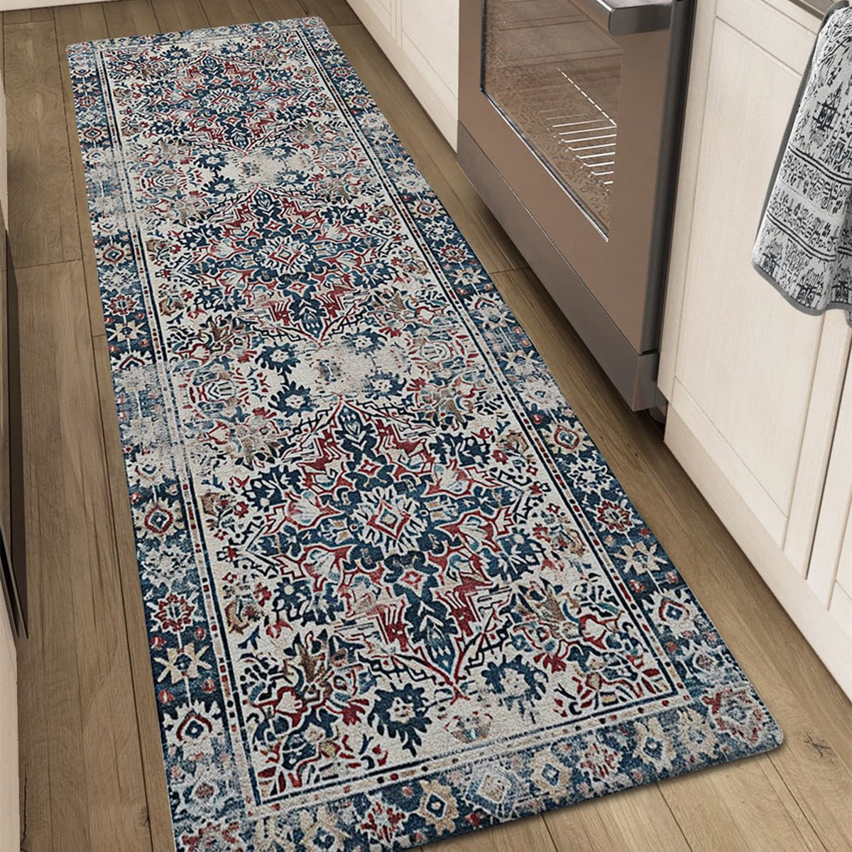 Bungalow Rose Non Skid Waterproof Boho Kitchen Runner, Comfort Standing ...