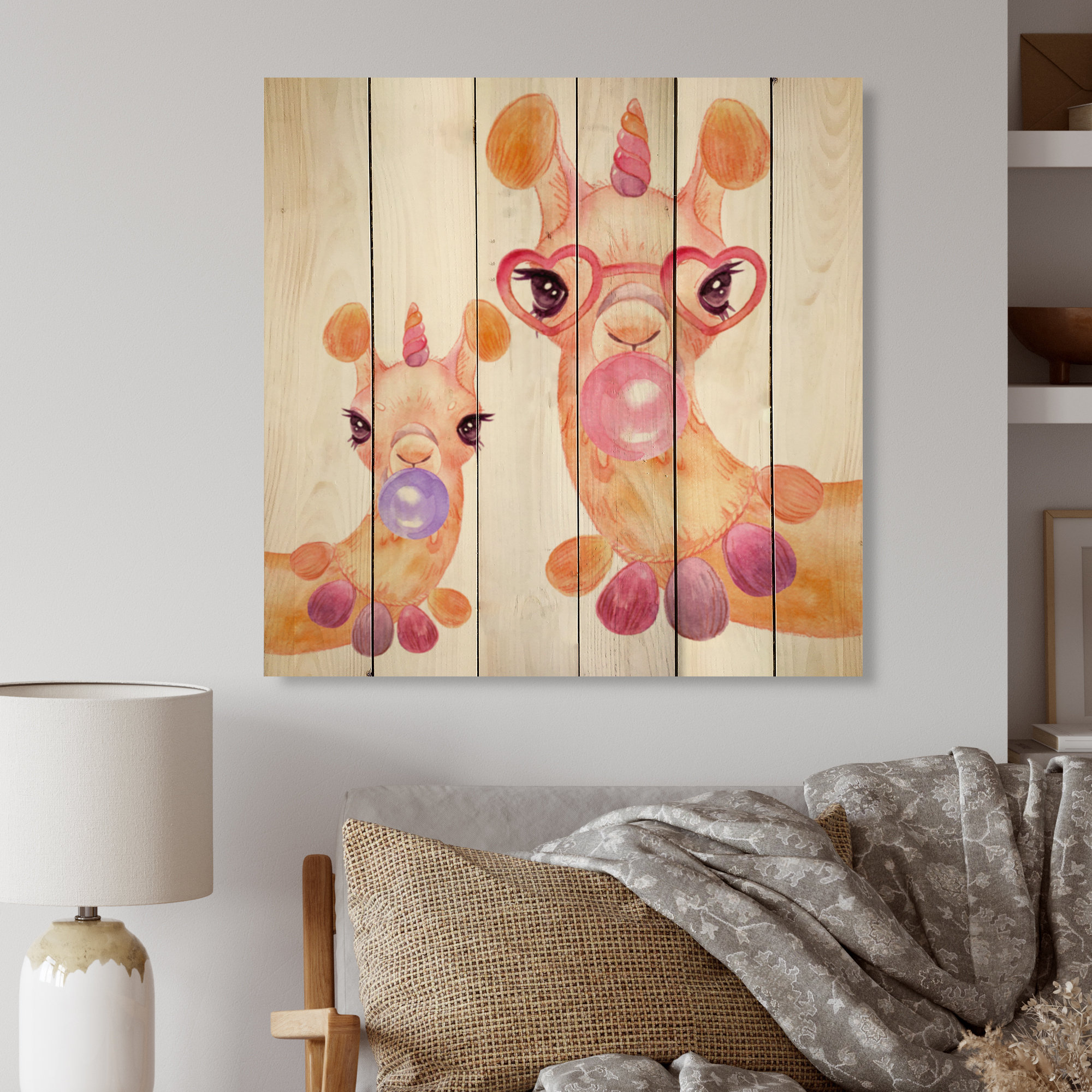 Zoomie Kids Portrait Of Two Alpacas With Heart Glasses - Children''s ...