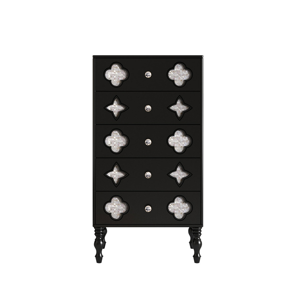 Refineroost Retro Black Four-leaf Clover Solid Wood Velvet Chest of ...