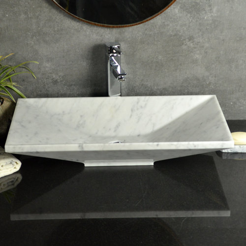 AA Warehousing 13'' White Stone Rectangular Vessel Bathroom Sink | Wayfair