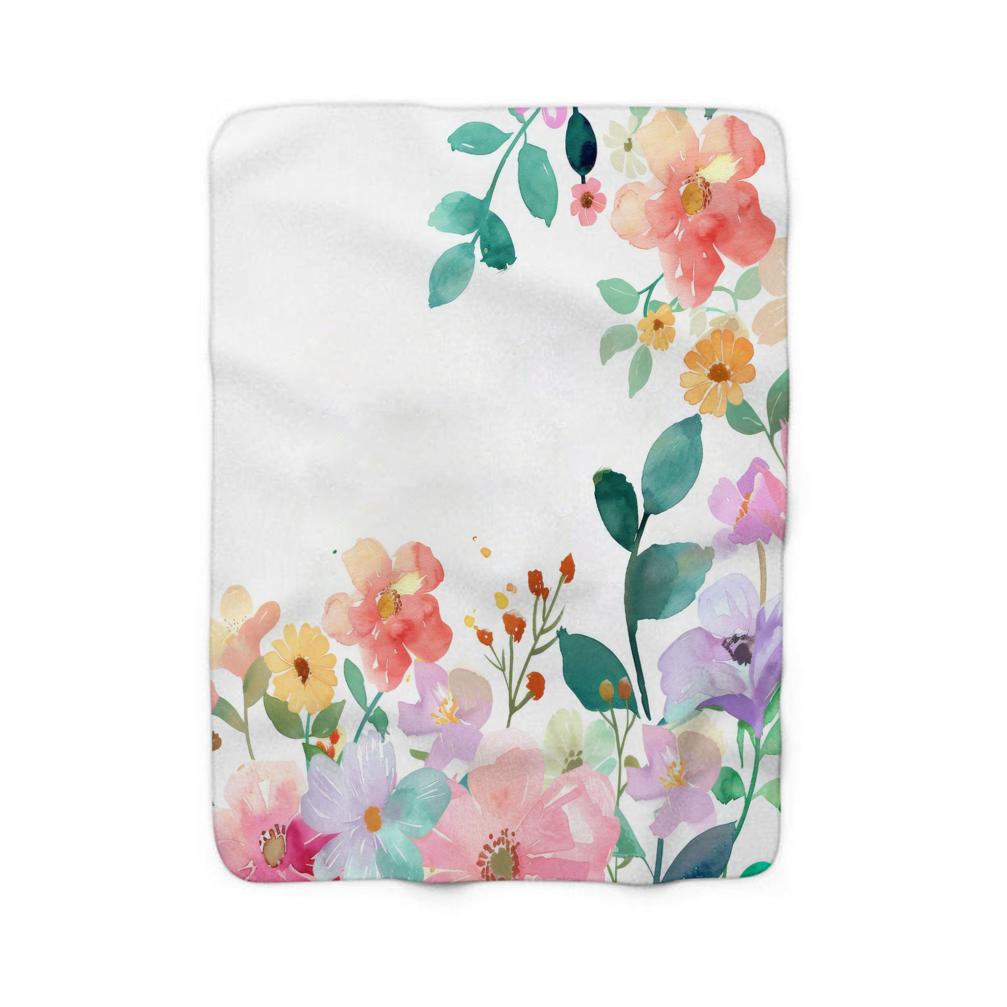 MentionedYou Watercolor Floral Canvas Blanket | Wayfair