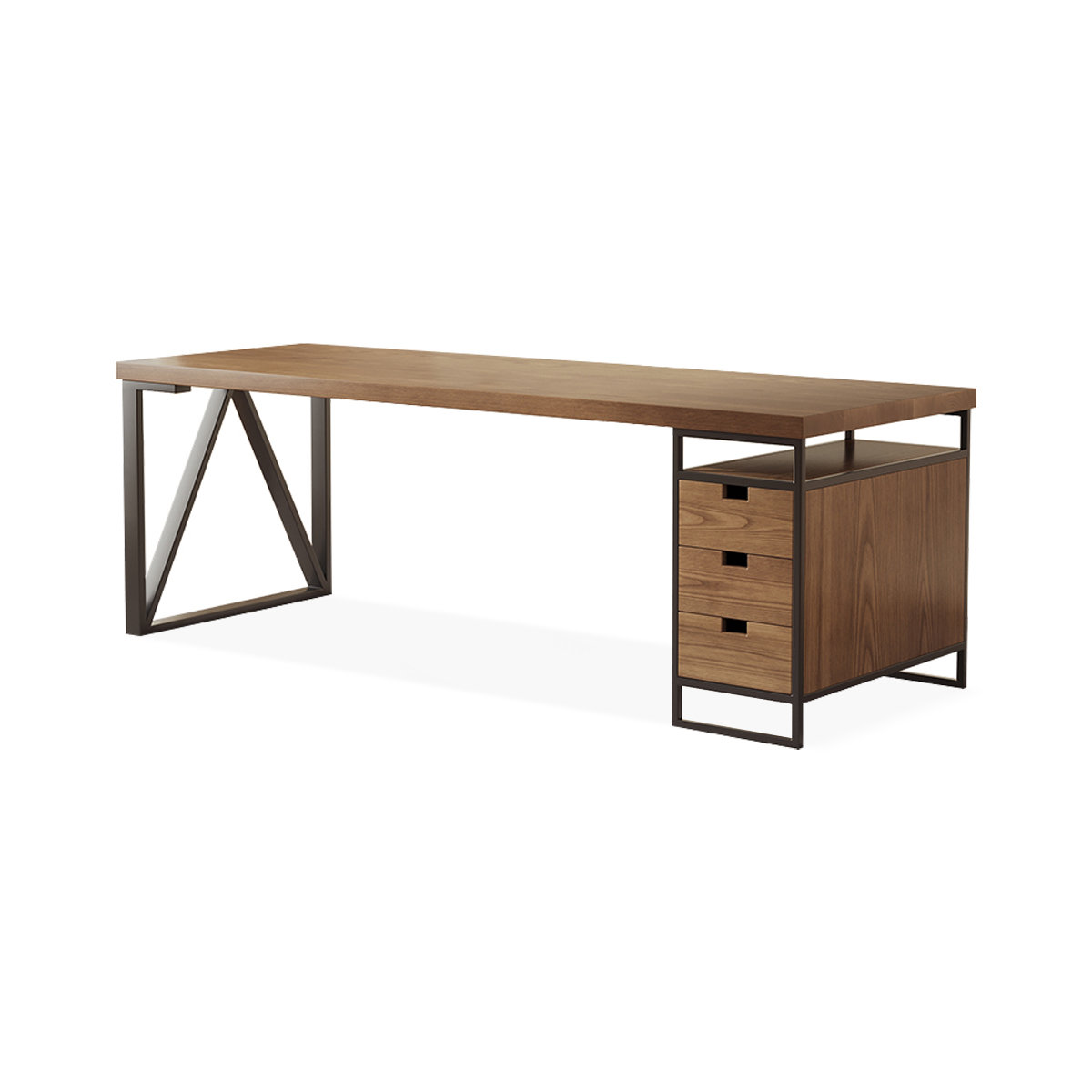 17 Stories Light Walnut Rectangular Solid Wood desks | Wayfair