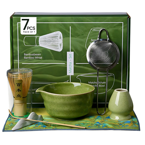 Prep & Savour 7-Piece Japanese Matcha Tea Set – Bamboo Whisk, Ceramic ...