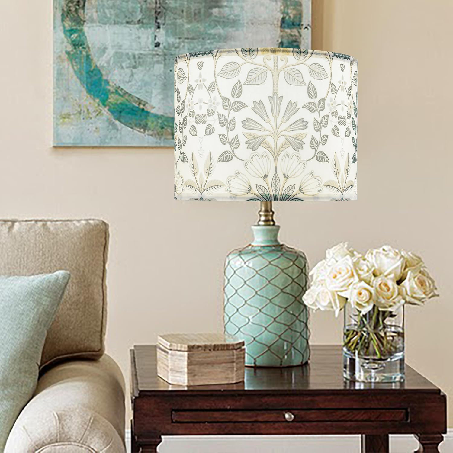 Lark Manor™ 2Pcs Medium Lampshade Polyester Fibre Printing Plants Drum ...