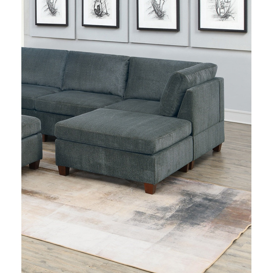 Ebern Designs Adelynne Modern Sofa 1Pc Corner Wedge Chenille Fabric ...