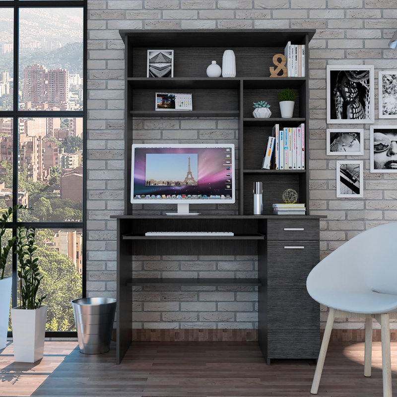 Hokku Designs 2-Drawer 7-Shelf Computer Desk With Hutch | Wayfair