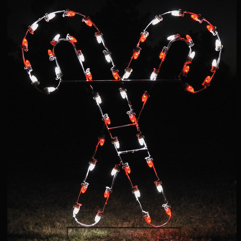 The Holiday Aisle® Crossed Candy Canes Lighted Display | Wayfair