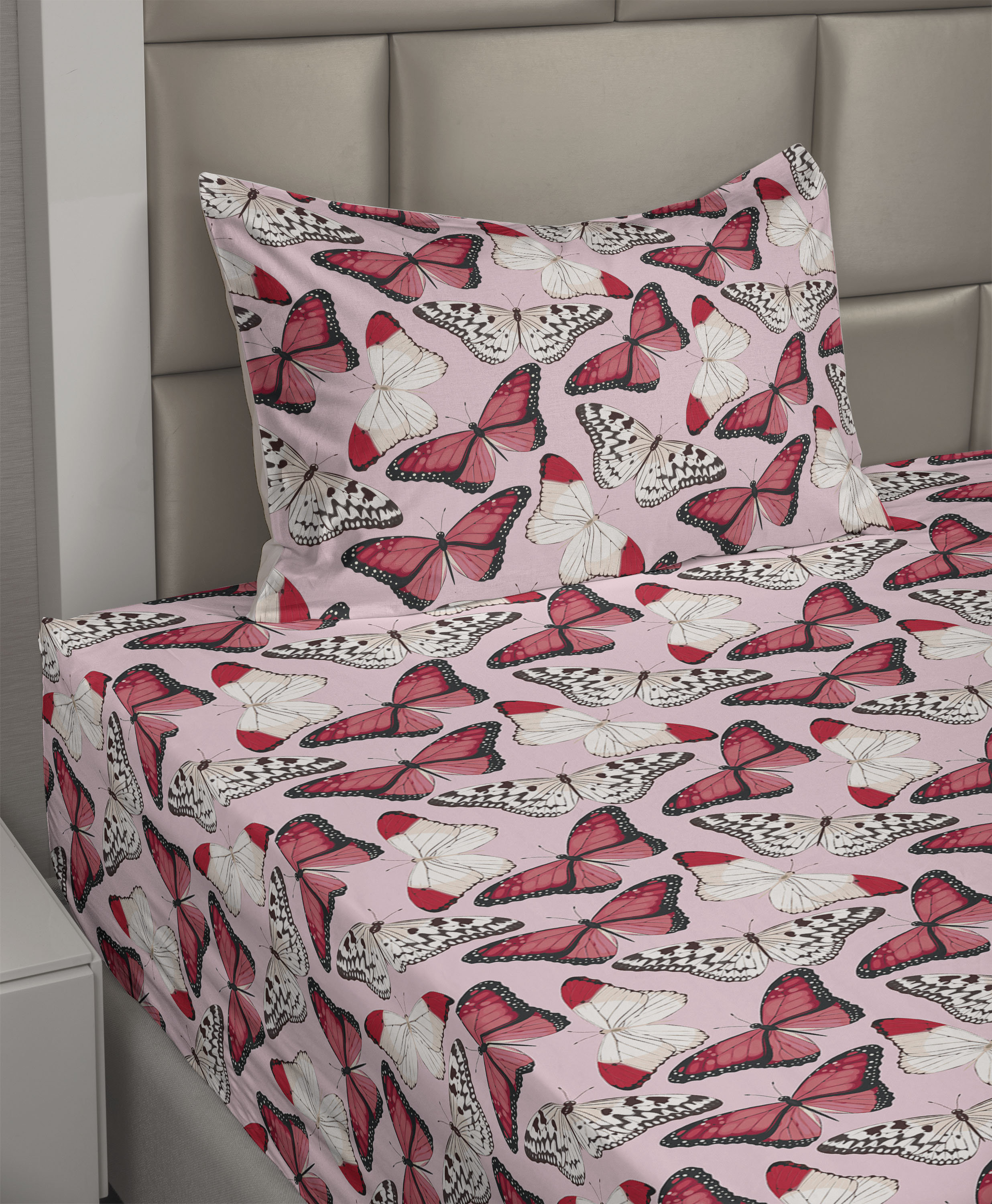 Ambesonne Butterfly Sheet Set Exotic Wingy Monarchs Art Rose Pastel ...