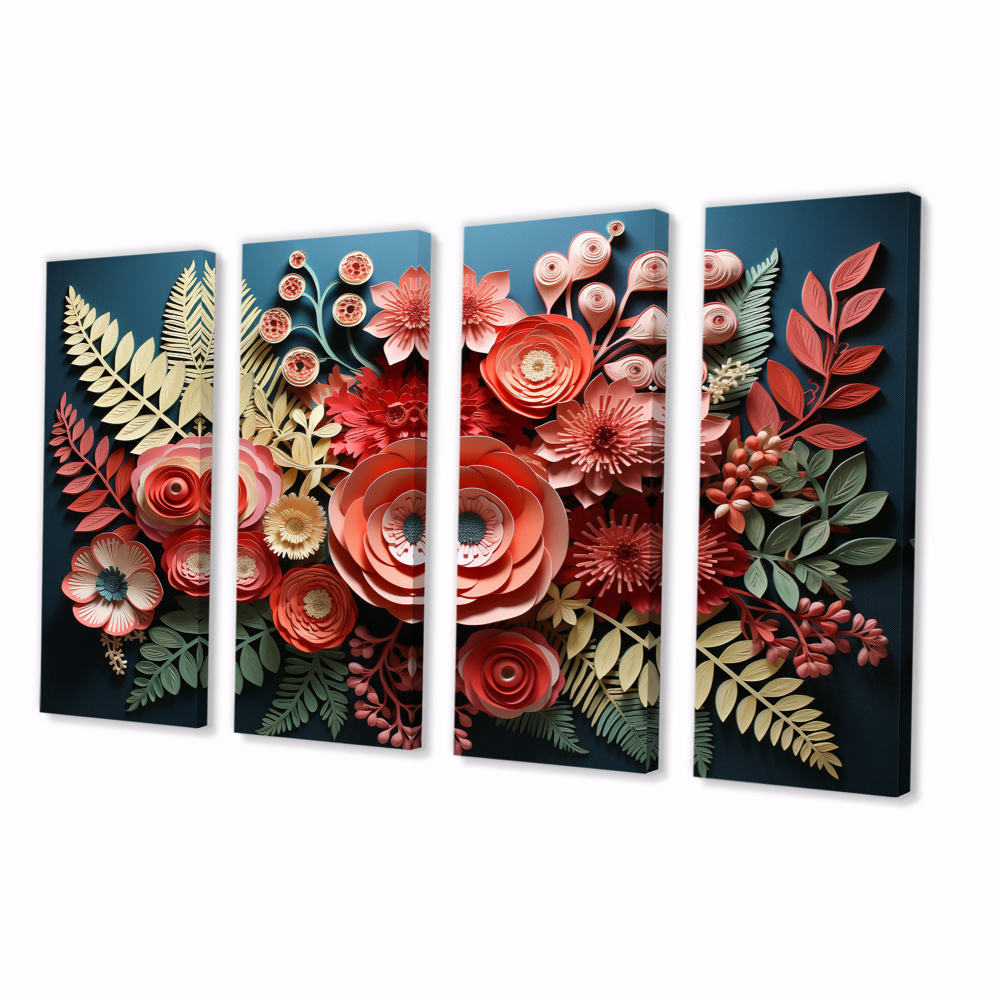 DesignArt Ferns Coral Whispers Papercut " Ferns Coral Whispers Papercut ...