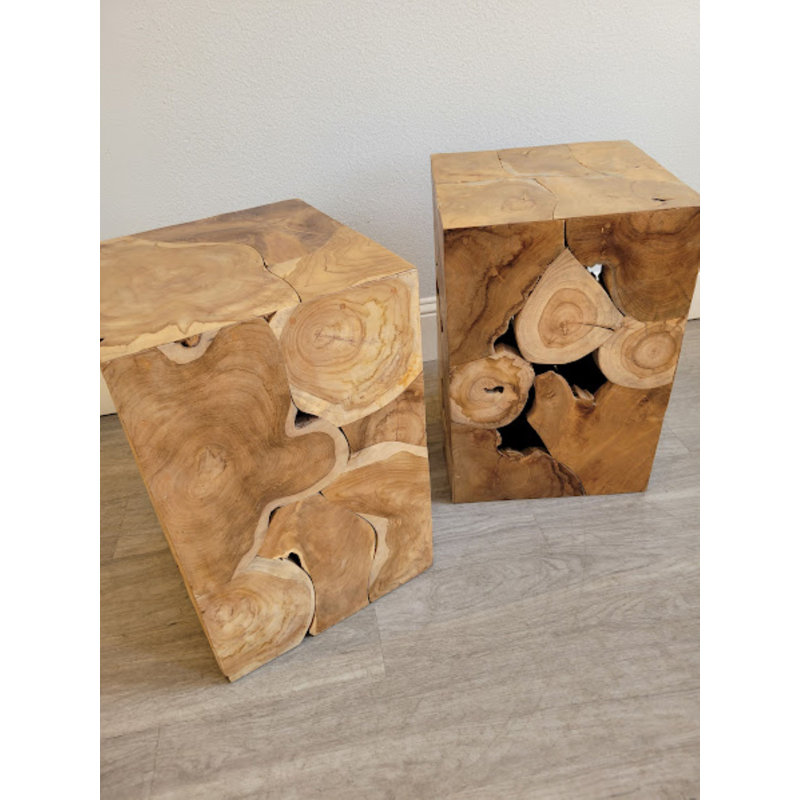 Loon Peak® Teak Block Display Table | Wayfair