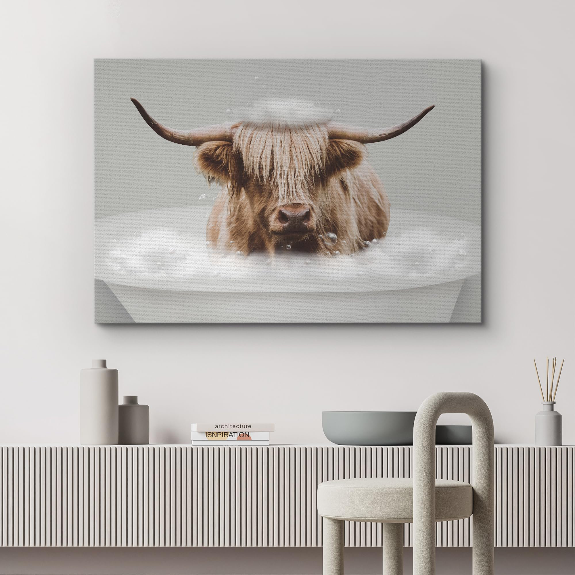 IDEA4WALL Animals Funny Bathroom Decor Shetland Cow & Reviews | Wayfair