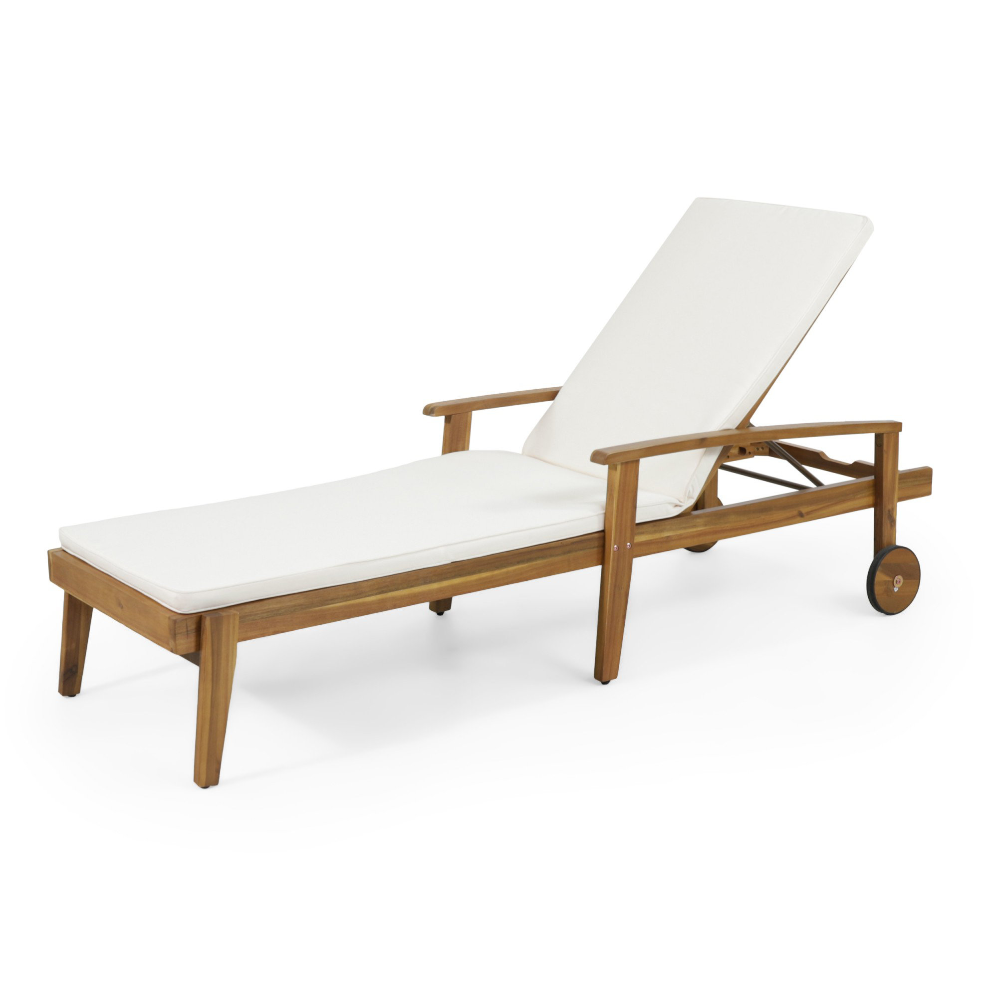 George Oliver Outdoor solid wood frame chaise lounge with rollers and ...