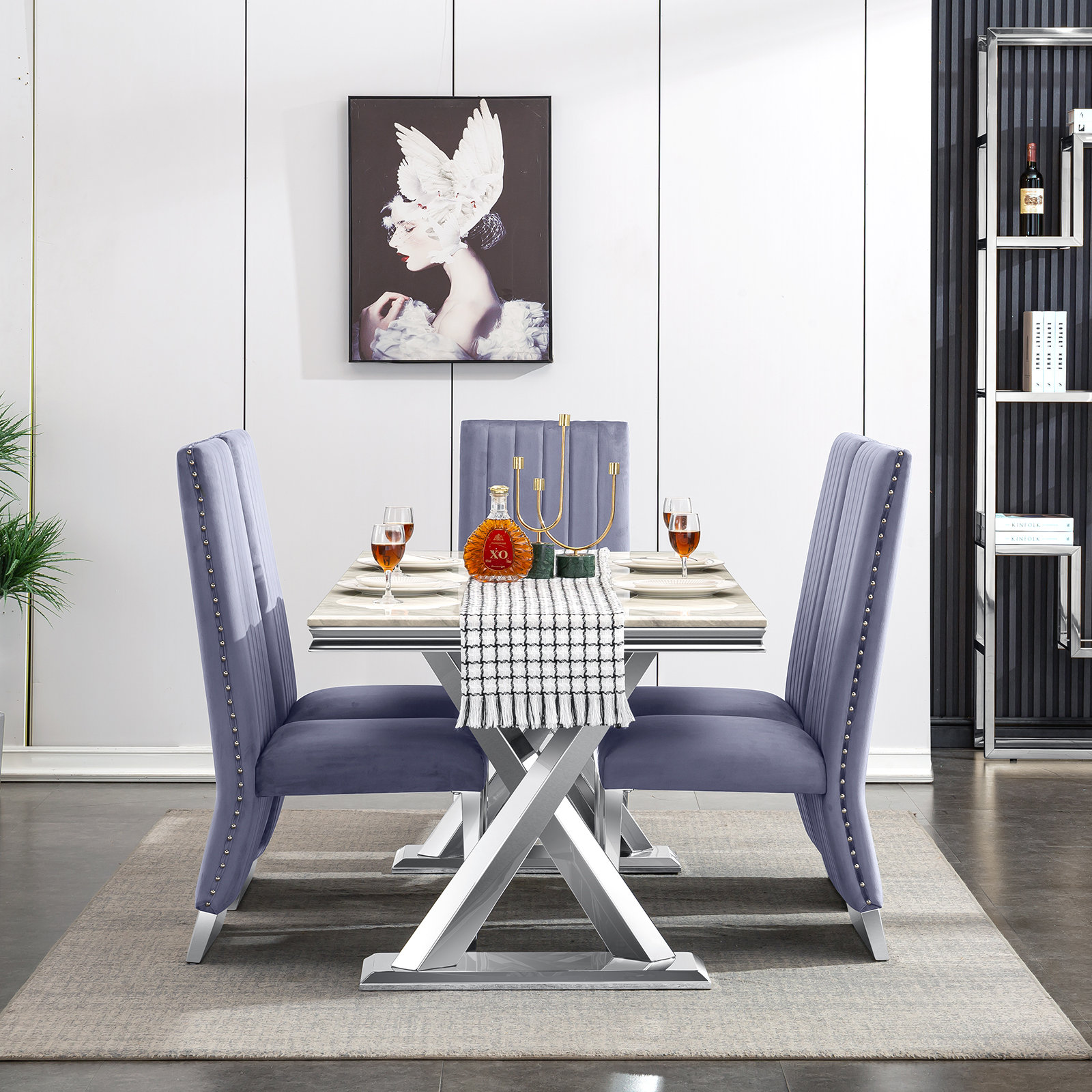 Mercer41 Wienke Tufted Velvet Upholstered Side Chair in Gray | Wayfair