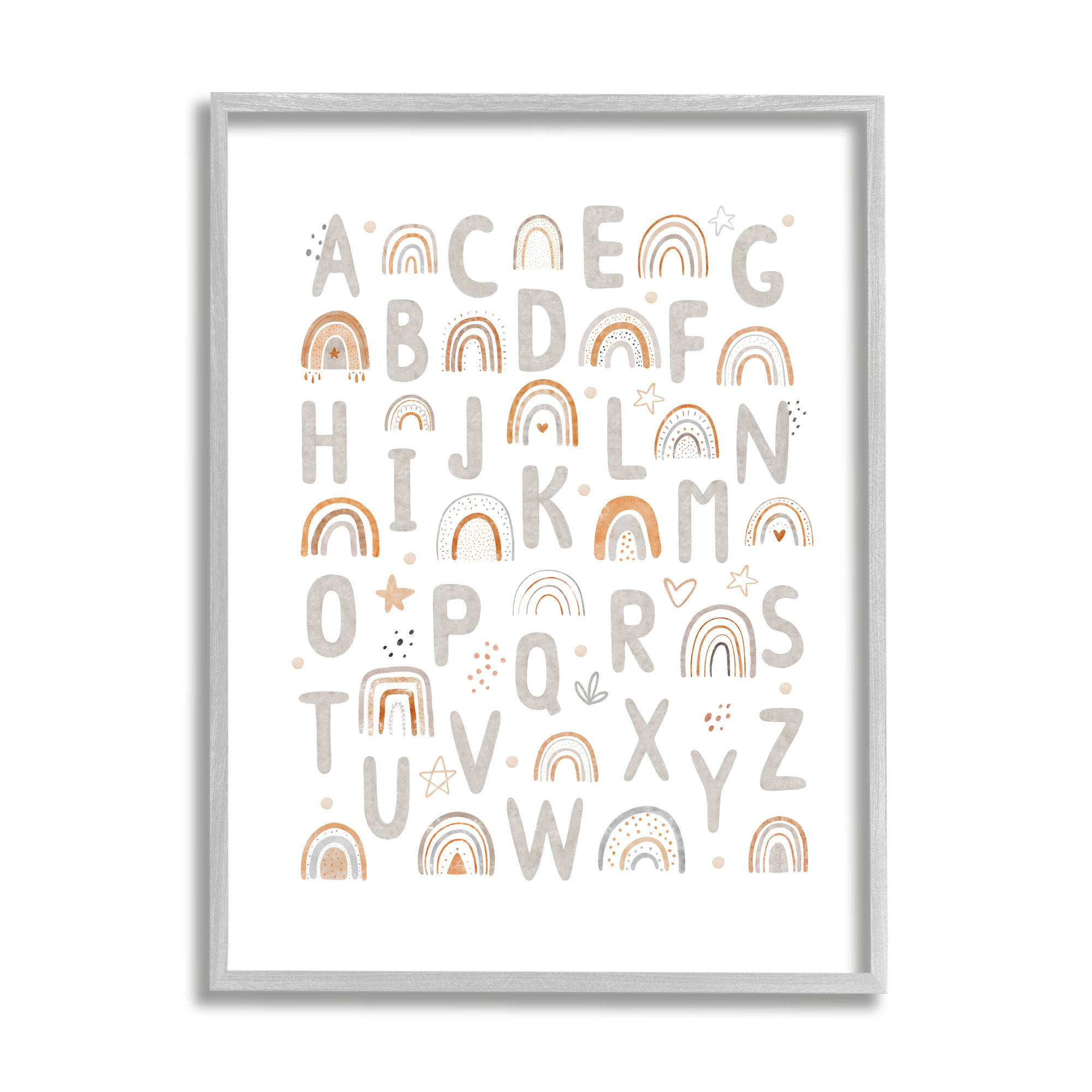 Stupell Industries Pastel Rainbow Alphabet Framed Giclee Art Design By ...