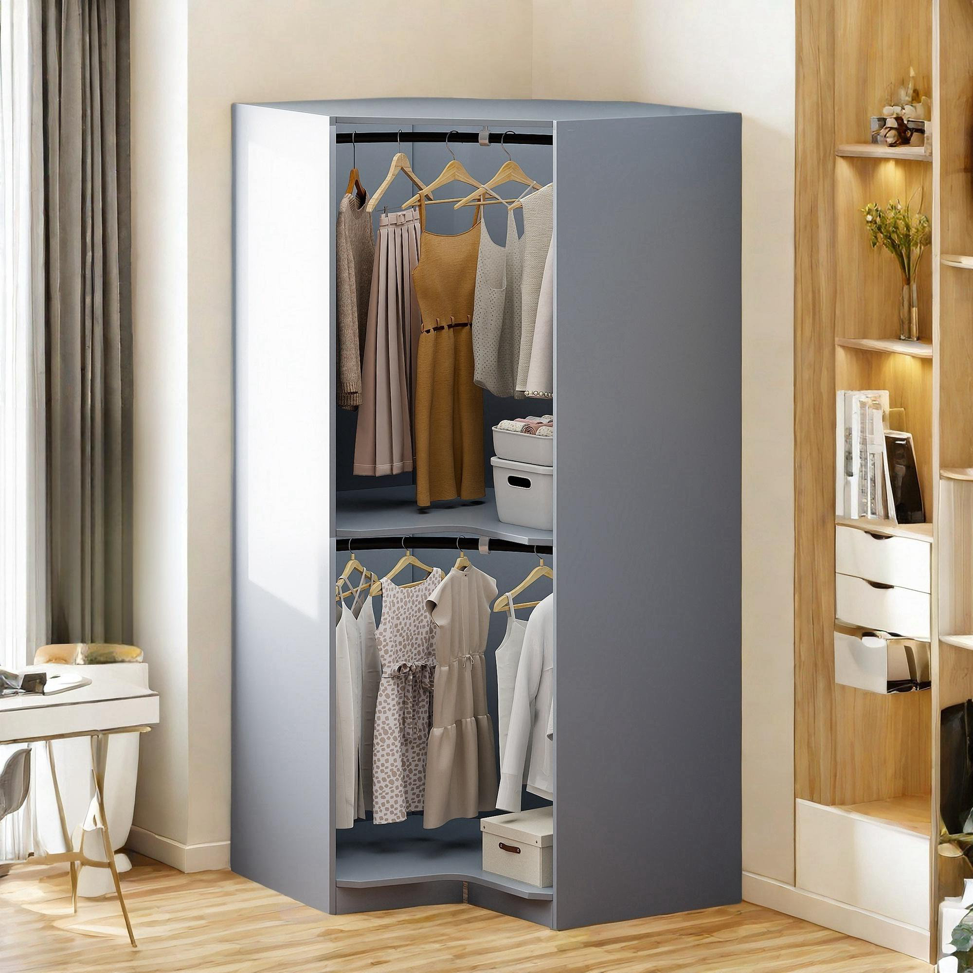 Latitude Run® Burkett Polygon Corner Wardrobe With Two Practical ...