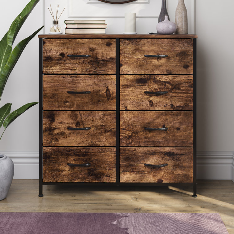 17 Stories Chorley 8 Drawer Fabric Drawer Chest, Rustic Brown, UKFR ...