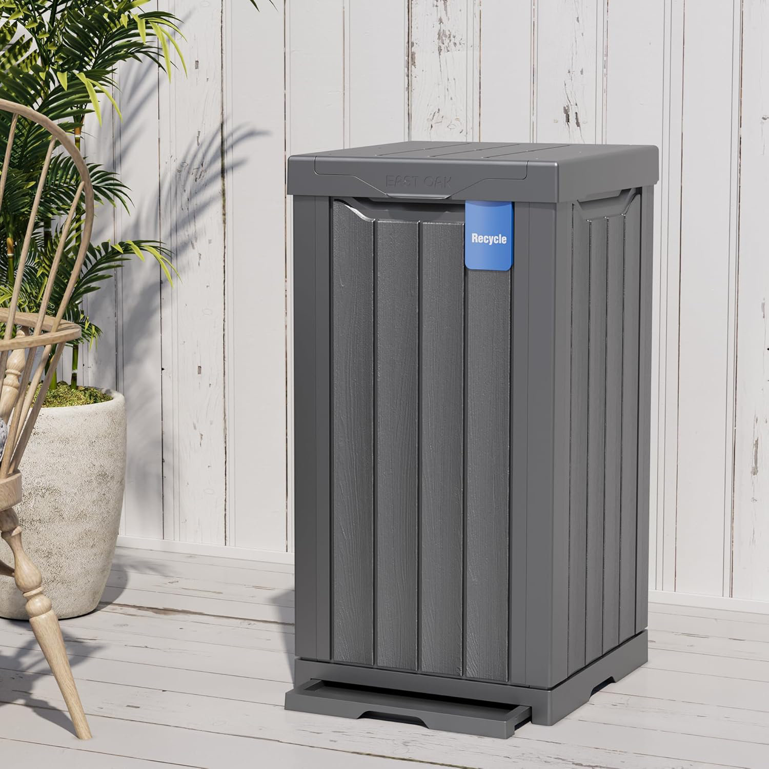 MAGBIX 31 Gallon Outdoor Trash Can | Waterproof Resin Garbage Can With ...