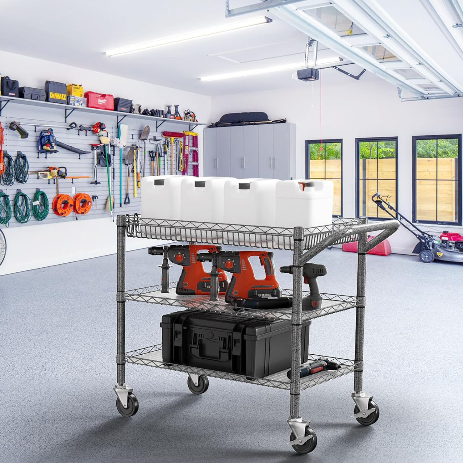 Brayden Studio® Wine Rack And Glass Holders, Rolling Wine Cart For ...