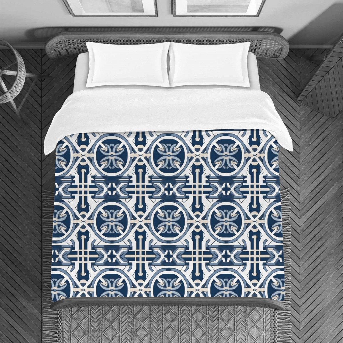 VisionDecor Greek Bedding Style Duvet Cover Blue | Wayfair
