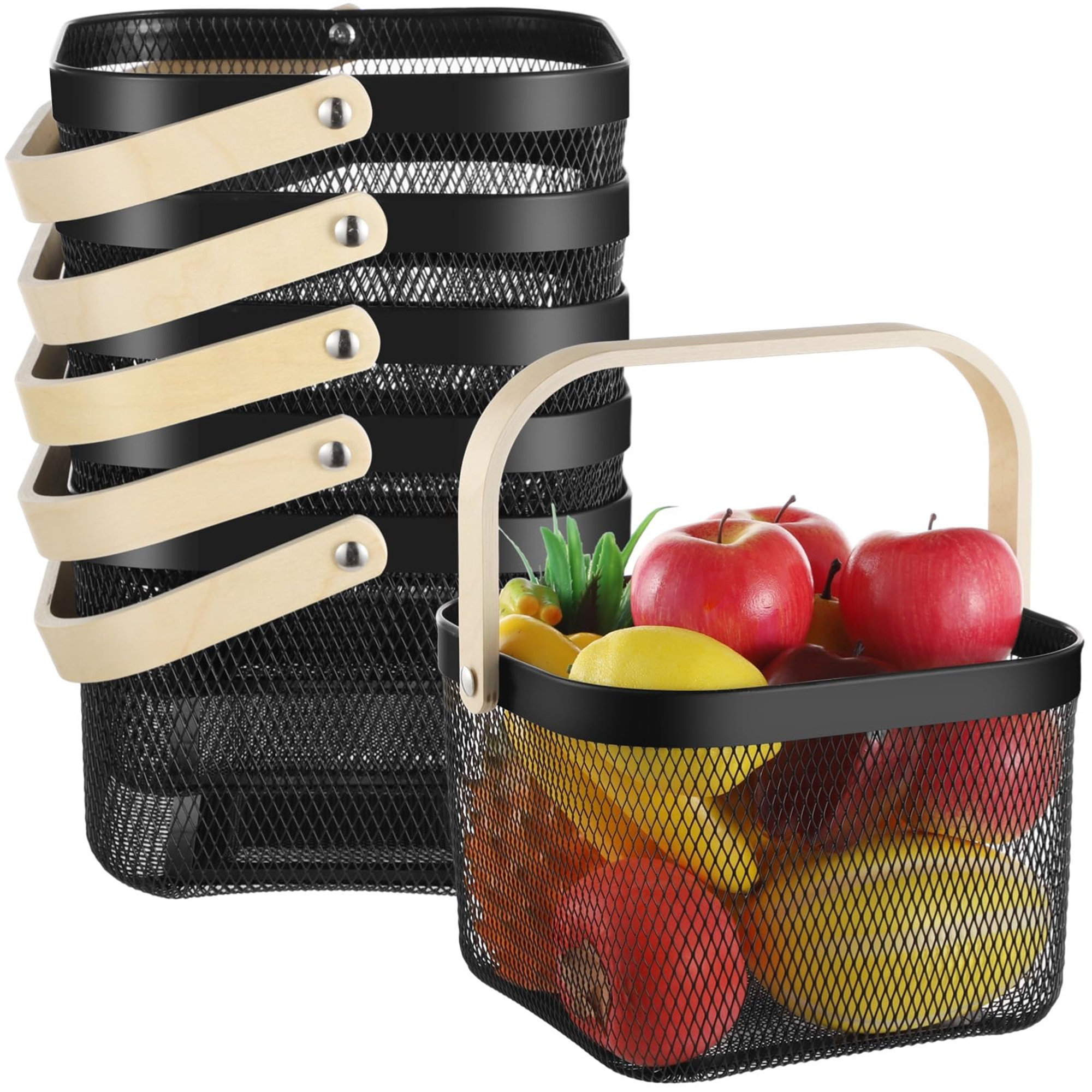 Ebern Designs 6 PCS Metal Mesh Steel Baskets With Handle | Wayfair