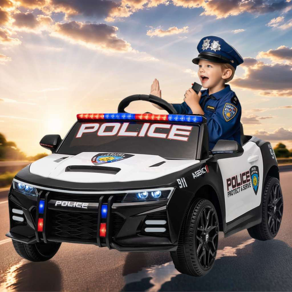 Himimi 12V Electric Cop Cars With Remote Control, Siren, Flashing LED ...