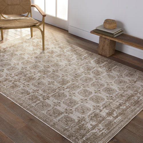 Birch Lane™ Phoebe Performance Tan/Cream Rug & Reviews | Wayfair