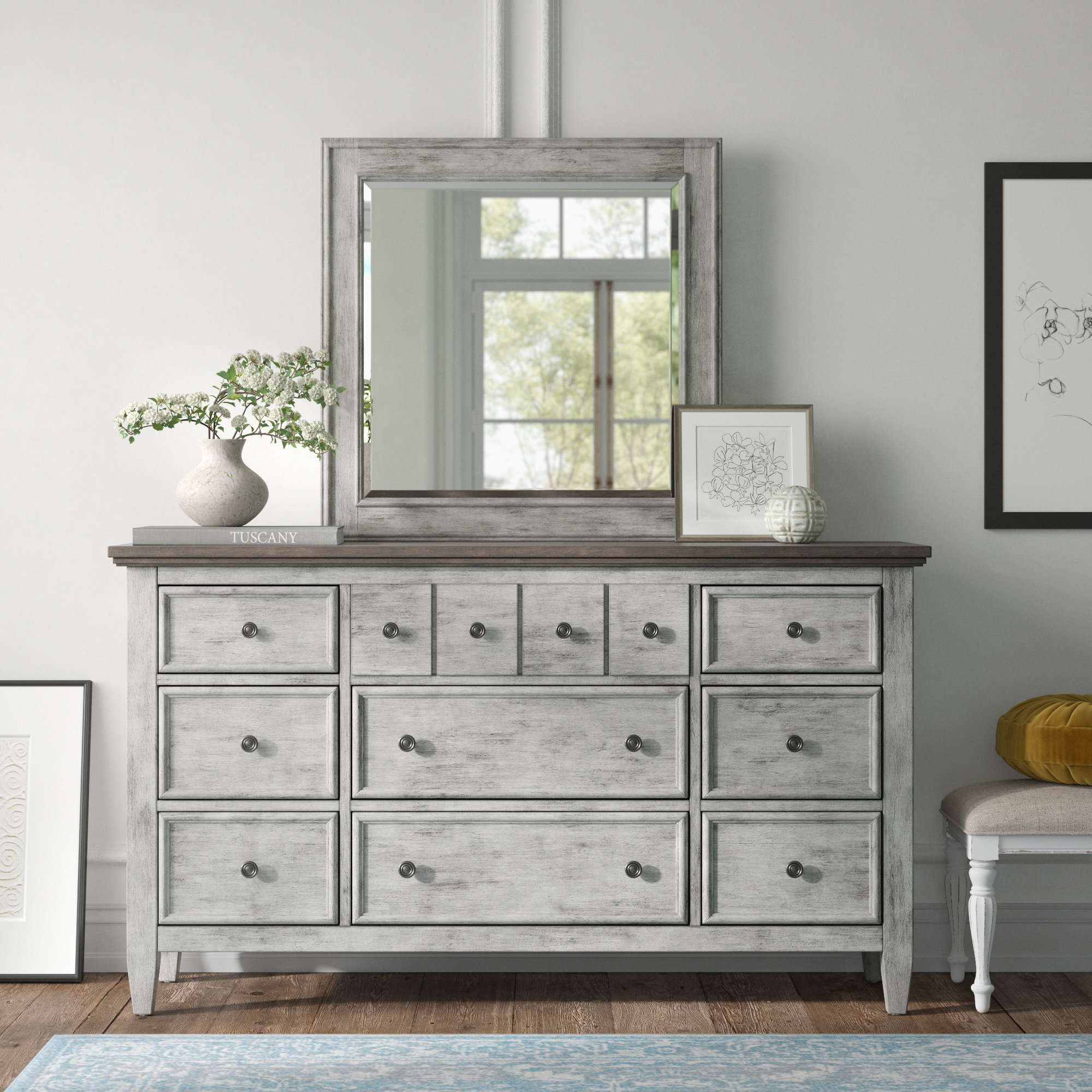 Kelly Clarkson Home Haylee 9 Drawer Dresser and Mirror & Reviews | Wayfair