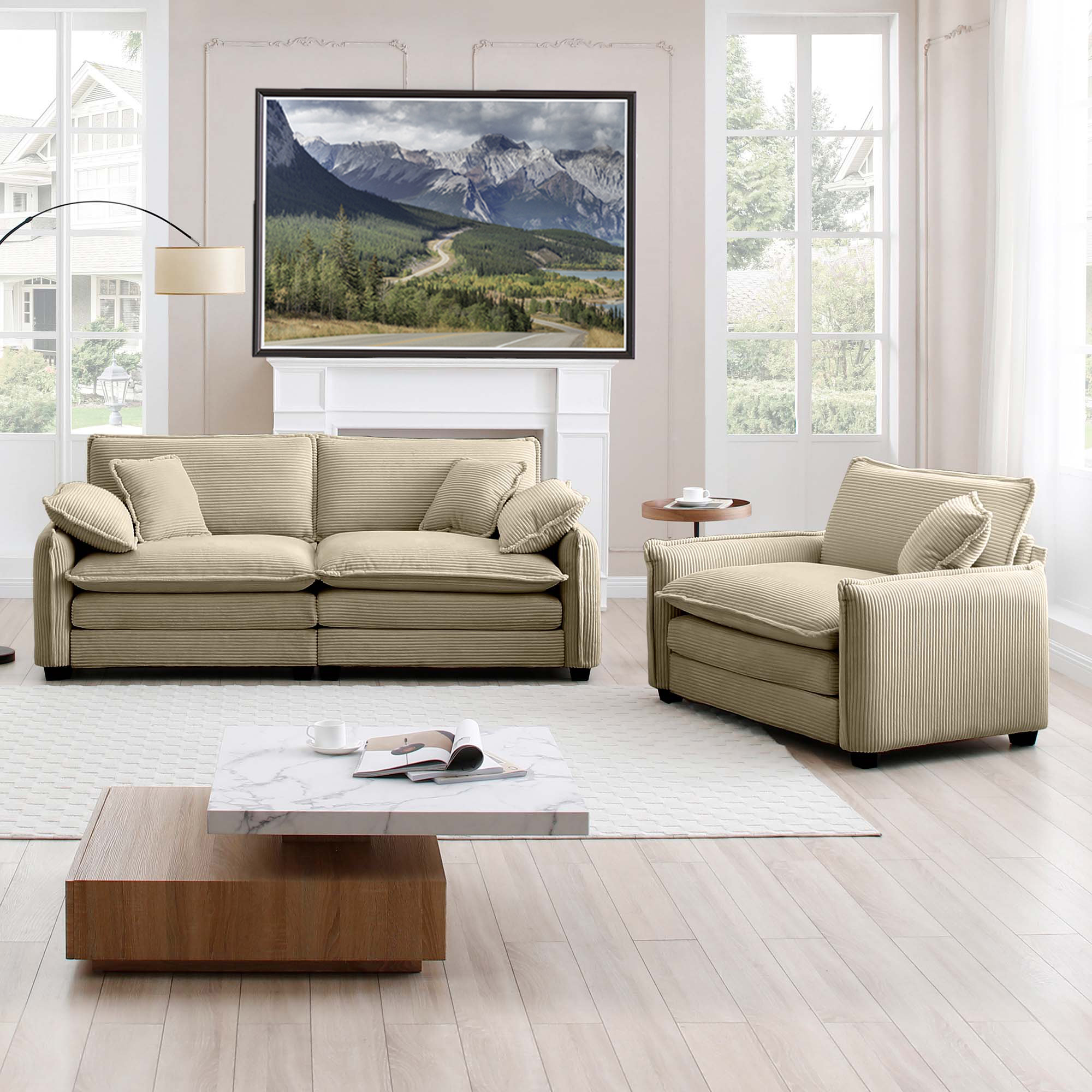 Latitude Run® Kaoruko Modern Living Room Sofa Two Pieces Set, Suitable ...