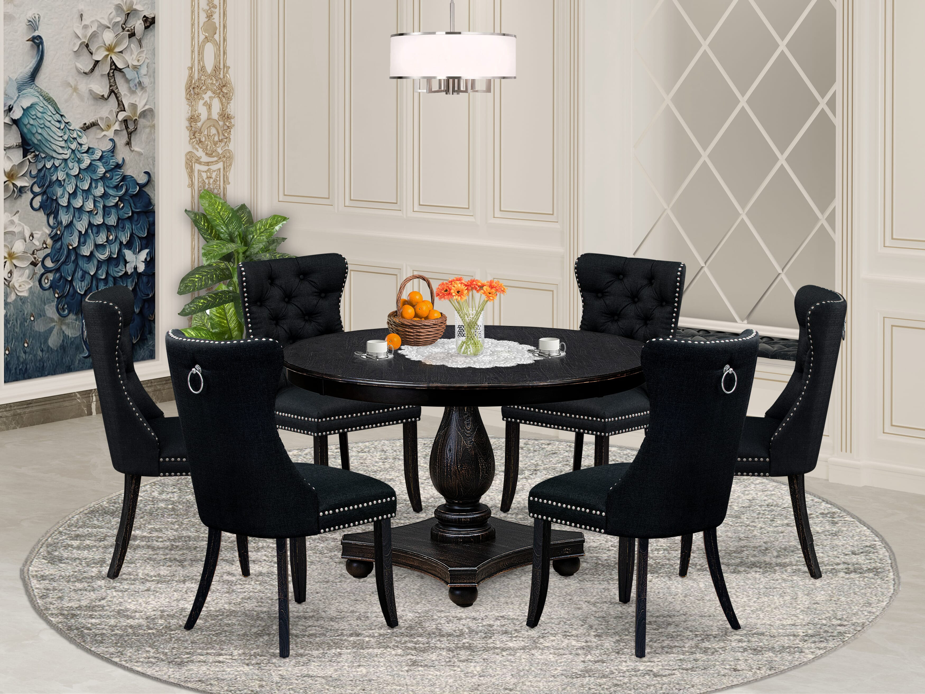 Wildon Home® 7 Piece Kitchen Table Set Consists of a 48" Round Table ...