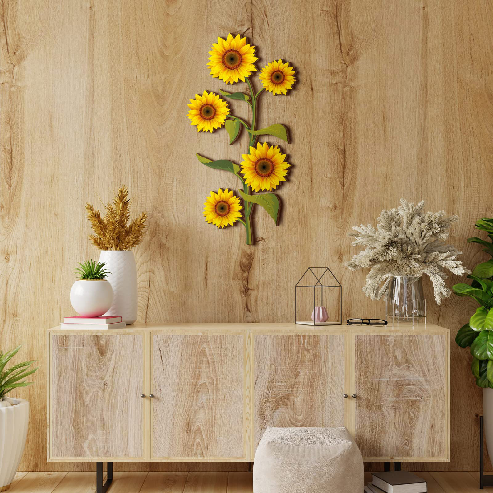 Ophelia & Co. Wooden Sunflower Wall Decor Hanging Sunflower Outdoor ...