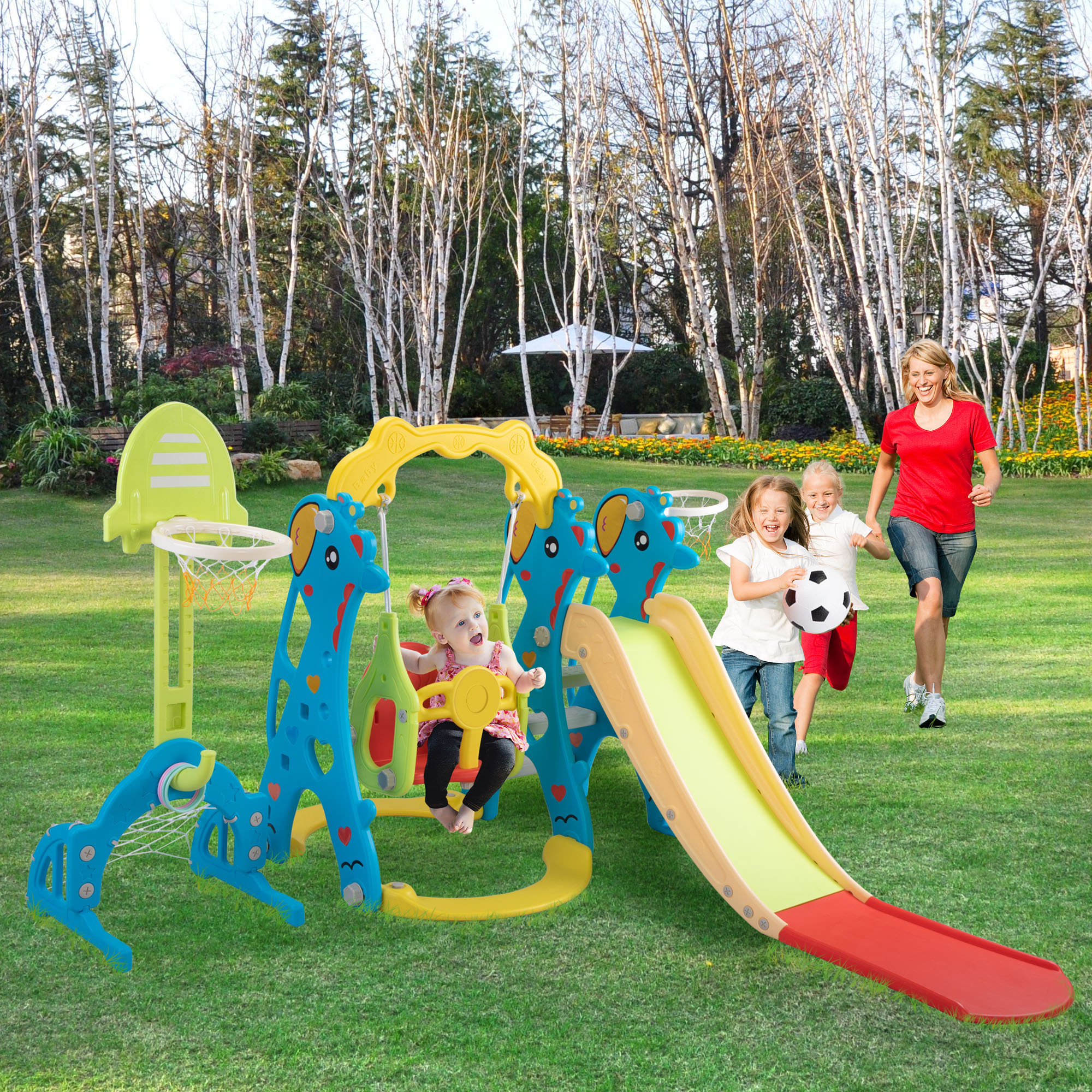 Nyeekoy 6 In 1 Toddler Slide And Swing Playset | Wayfair
