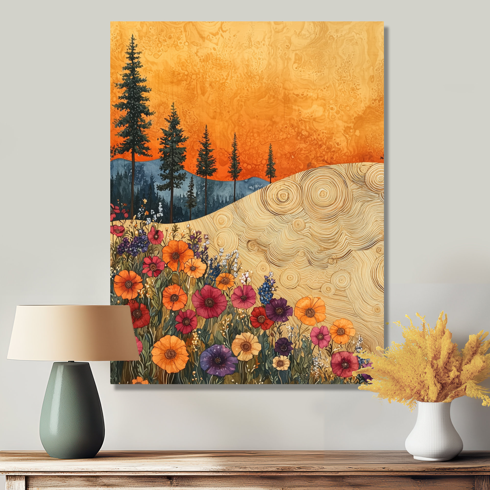 Latitude Run® Orange Summer Wildflowers Flowers Field III -Wildflowers ...