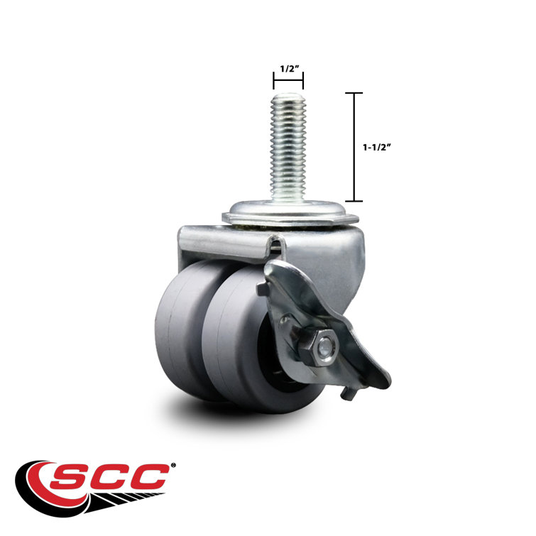 Service Caster Low Profile Thermo 2 Inch Dual Wheel 1/2 Inch Threaded ...
