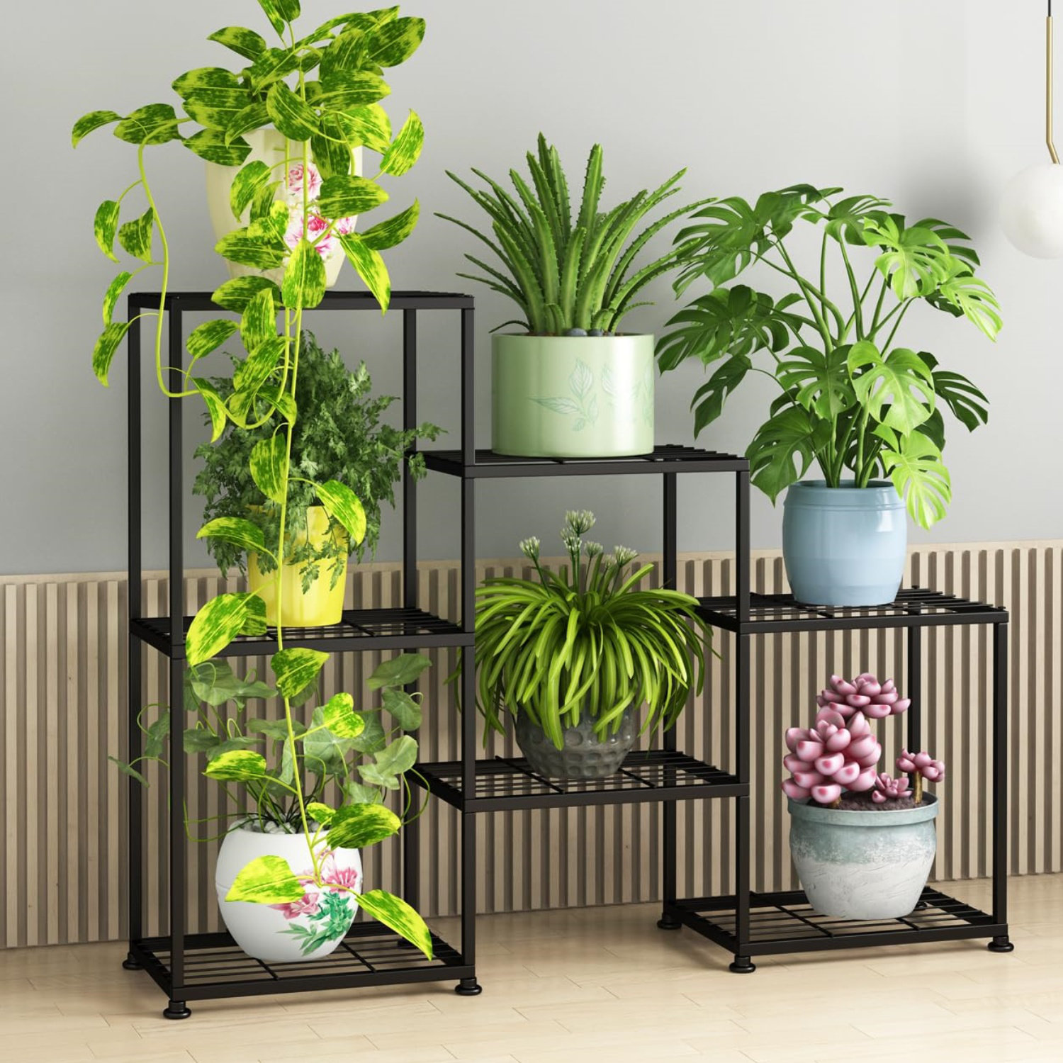 17 Stories 3 Tiers 7 Potted Ladder Plant Holder Table Plant Pot Stand ...