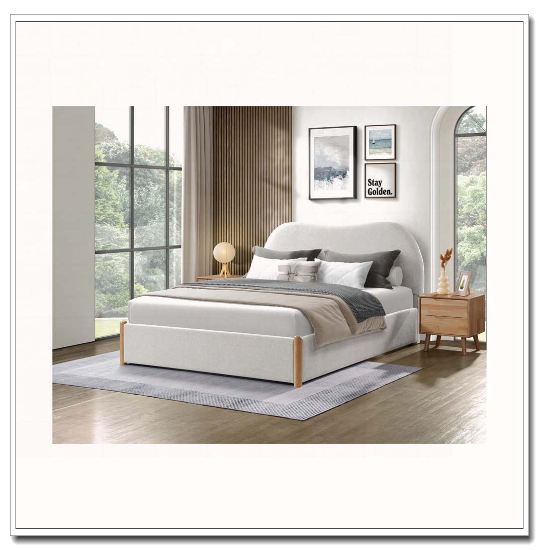 Latitude Run® Wave Haven Solid Wood Leg With Linen Upholstered Curved ...