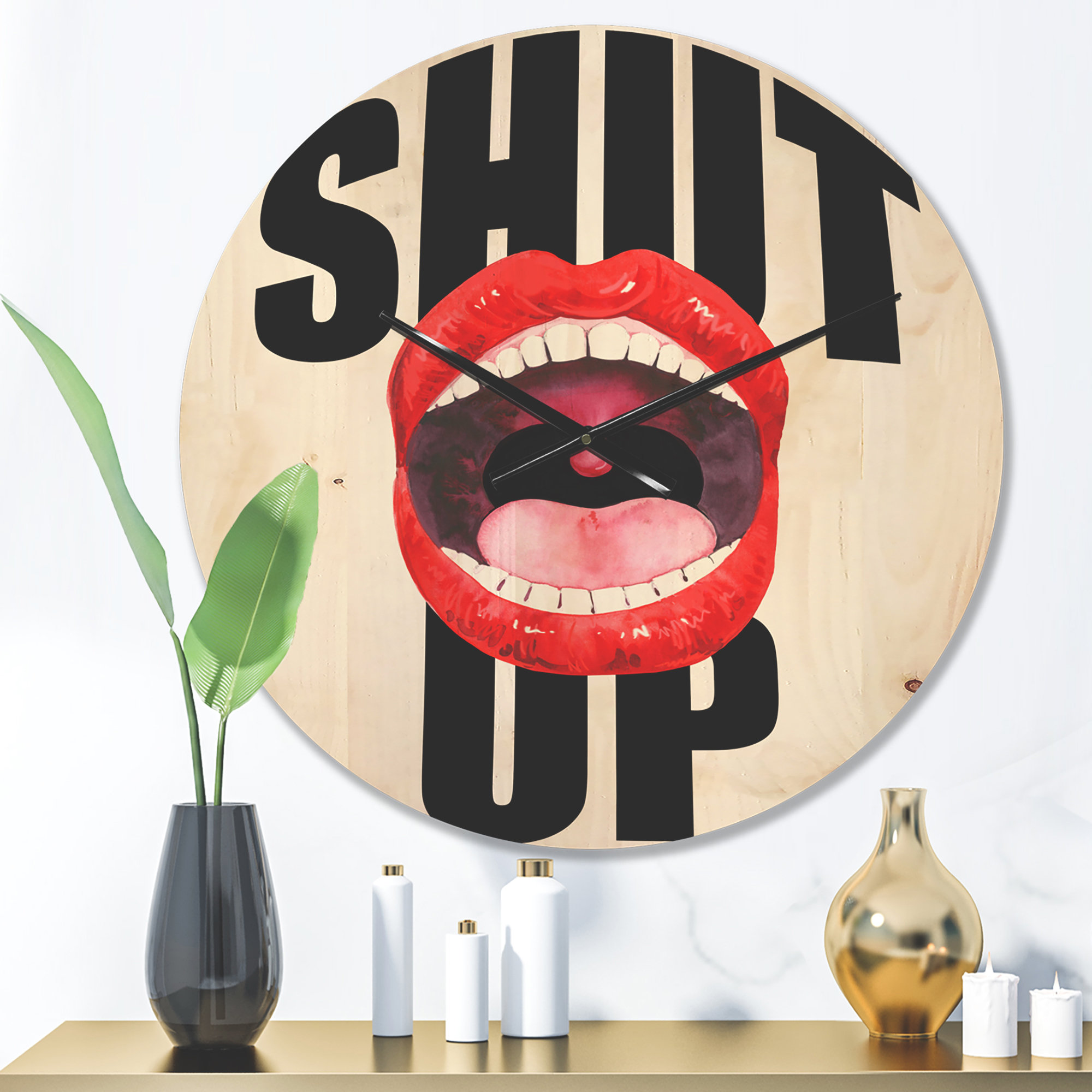 East Urban Home Female Lips - Modern Wood Wall Clock - Wayfair Canada