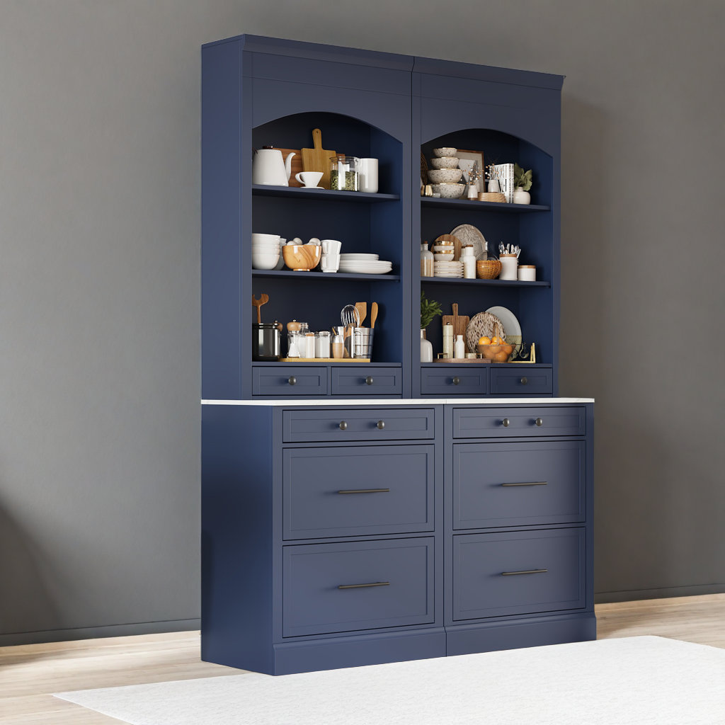 One Allium Way® 84" Dual Pantry Set – Marble-Top Kitchen Storage ...