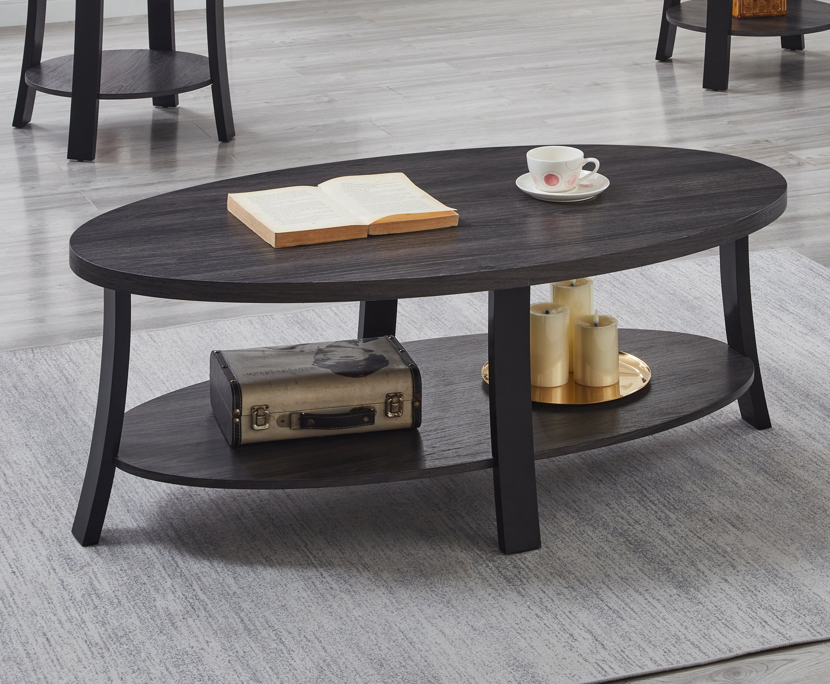 Ebern Designs Oval Wood Coffee Table With Shelf - Wayfair Canada
